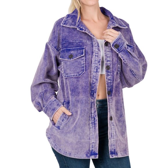Zenana Outfitters | Jackets & Coats | Vintage Washed Oversized Corduroy ...
